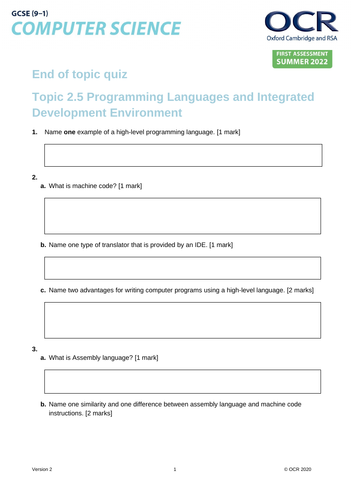J277 OCR GCSE Computer Science: 2.5 Programming Languages and IDE's ...