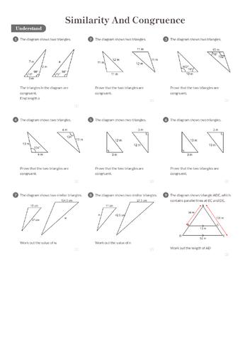 Similarity And Congruence Worksheet + Answers (Foundation GCSE ... Similarity And Congruence Worksheet + Answers (Foundation GCSE ...