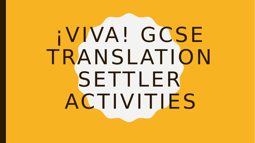 Viva GCSE Pyramid Translation Starters | Teaching Resources
