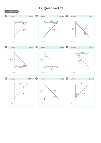 Trigonometry Worksheet + Answers (Foundation GCSE) | Teaching Resources