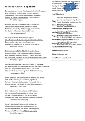KS3 SOW: War / Conflict / Poetry | Teaching Resources