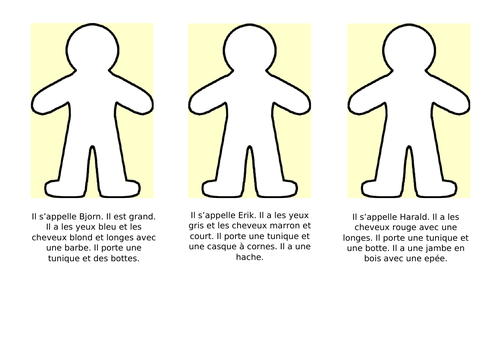 French Differentiated Worksheets Reading Descriptions | Teaching Resources