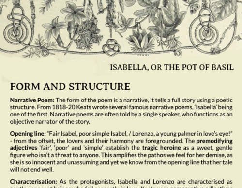 'Isabella, or the Pot of Basil' - Language, Form + Structure Analysis ...