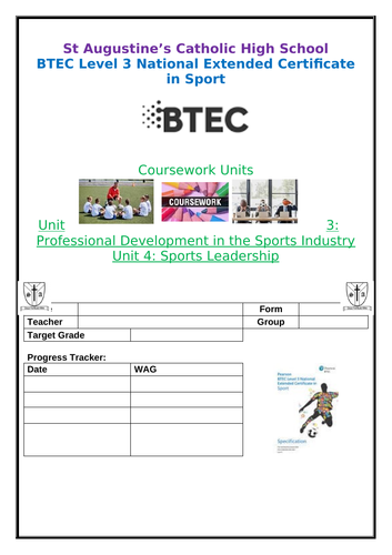 Learning Journal BTEC National Sport Level 3 PLC | Teaching Resources