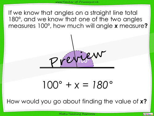 Calculating Angles on a Straight Line - Year 5 | Teaching Resources
