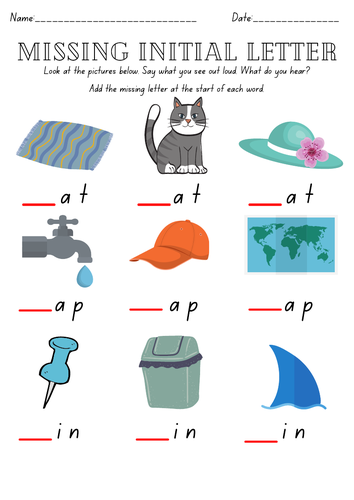 Missing initial Letter worksheets | Teaching Resources