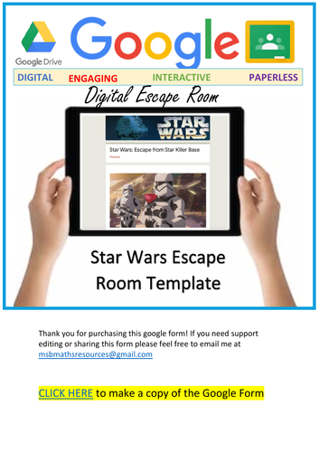 DIGITAL learning - Star Wars Escape Room Template - Google forms ...