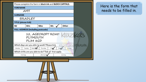 Functional Skills English - Entry Level 2 - Writing - Form Filling ...
