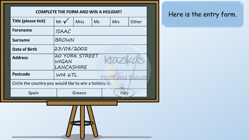 Functional Skills English - Entry Level 2 - Writing - Form Filling ...