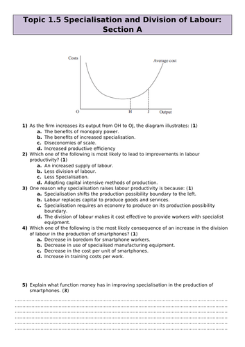 A level Economics - Specialisation and the Division of labour ... A level Economics - Specialisation and the Division of labour ...