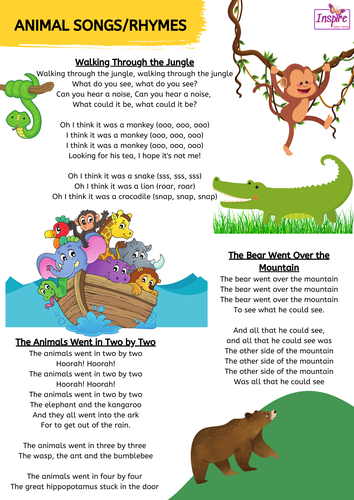Songs and Rhymes Posters - Animals | Teaching Resources