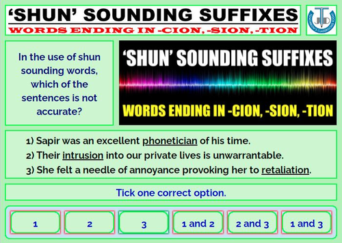 SHUN SOUNDING SUFFIXES - WORDS ENDING IN -CIAN, -SION, -TION ...