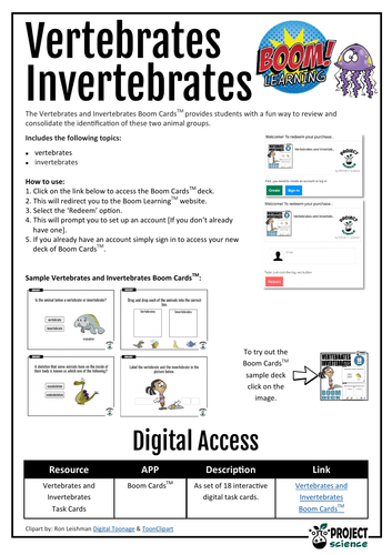 Vertebrates and Invertebrates Boom Cards™ - Distance Learning ...