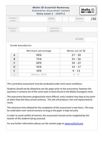 EL1 Summative assessment - Maths ID | Teaching Resources