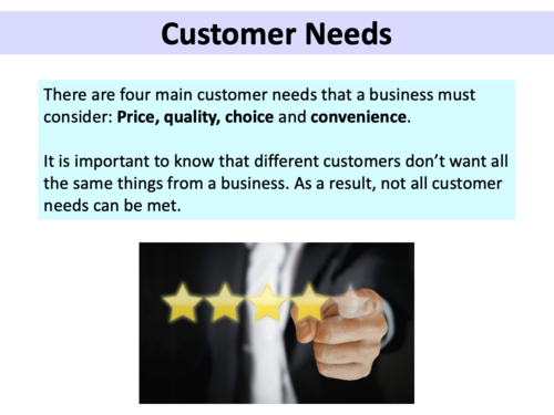 Customer Needs - GCSE (9-1) Business | Teaching Resources