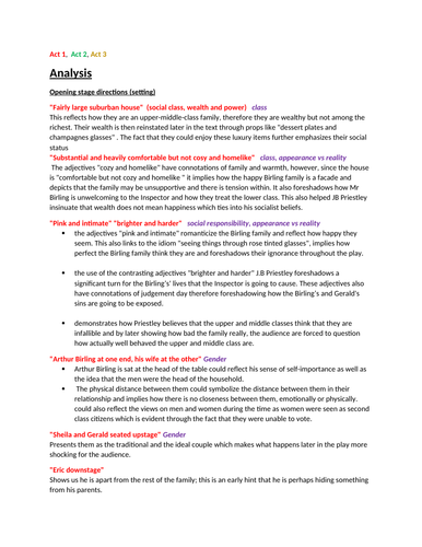 GCSE An Inspector Calls : Grade 9 analysis (all the quotes you need ... GCSE An Inspector Calls : Grade 9 analysis (all the quotes you need ...