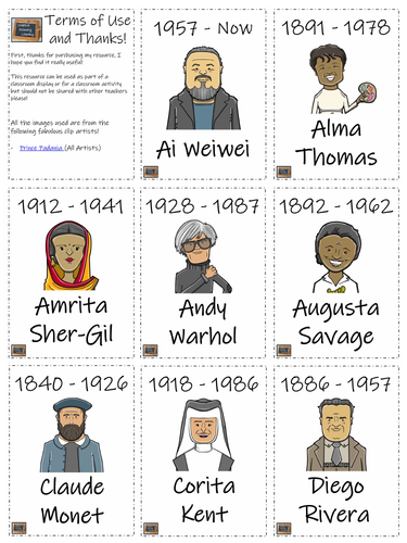 Famous Artists Digital Timeline Research and Sorting Activity Digital ...
