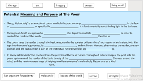 Away Melancholy by Stevie Smith - Full Lesson of Activities - CIE ...