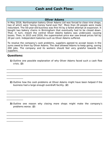 Cash and Cash Flow - GCSE (9-1) Business | Teaching Resources