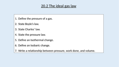 A level Physics (20.2) The ideal gas law (Gases) | Teaching Resources
