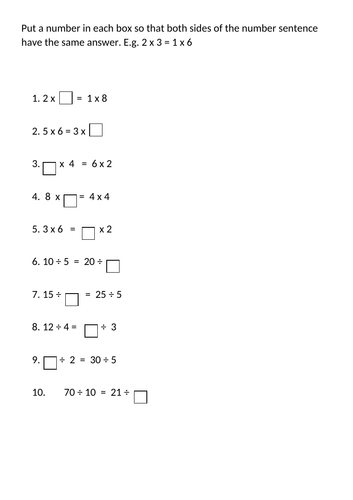 Missing number addition / subtraction and multiplication / division ...