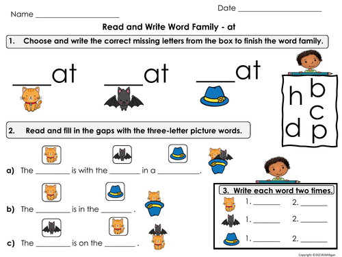 CVC Word Families Read Write Phonics Worksheets | Teaching Resources