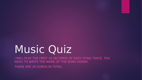 10 Second Music Quiz | Teaching Resources