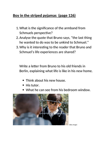 Question sheet for Boy in the striped pyjamas | Teaching Resources