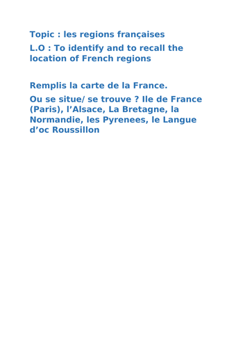 French regions -Memory game | Teaching Resources