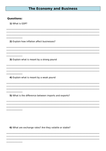 The Economy - GCSE (9-1) Business | Teaching Resources