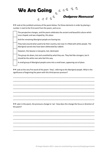 We are Going - Oodgeroo Noonuccal - Worksheets | Teaching Resources