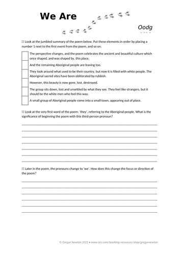 We are Going - Oodgeroo Noonuccal - Worksheets | Teaching Resources