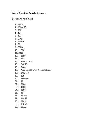 Year 4 Maths Revision booklet | Teaching Resources