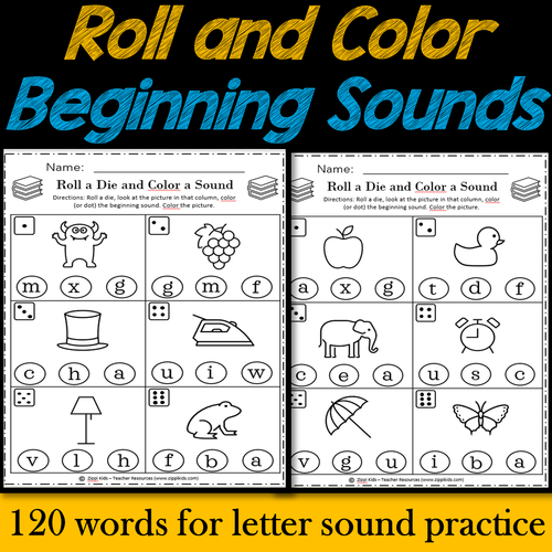 Beginning Sounds - Roll a Die and Color | Phonemic Awareness | Letter ...