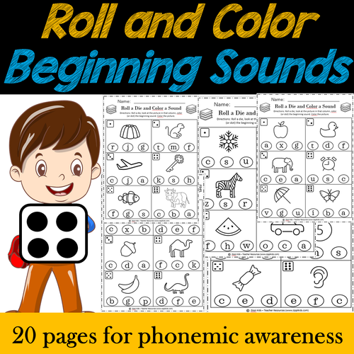 Beginning Sounds - Roll a Die and Color | Phonemic Awareness | Letter ...