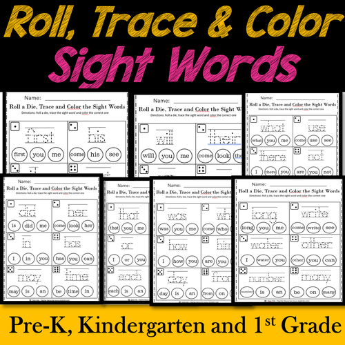 Sight Words Practice! 108 Pre-Primer and Primer Sight Words | Roll a ...