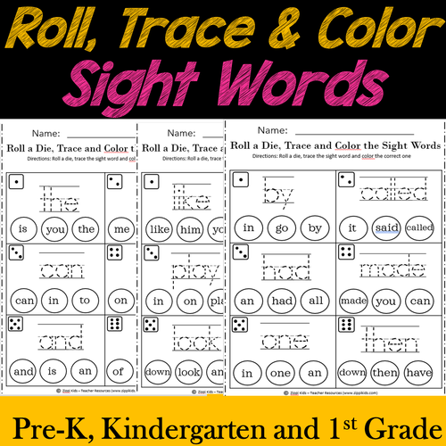 Sight Words Practice! 108 Pre-Primer and Primer Sight Words | Roll a ...