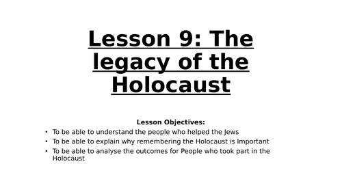 KS3 (Year 8) Holocaust Unit of Work | Teaching Resources