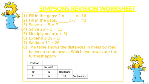 SIMPSONS REVISION WORKSHEET 3 | Teaching Resources