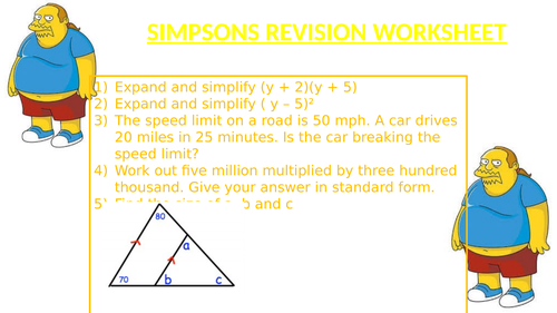 SIMPSONS REVISION WORKSHEET 12 | Teaching Resources