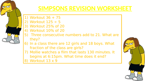 SIMPSONS REVISION WORKSHEET 17 | Teaching Resources
