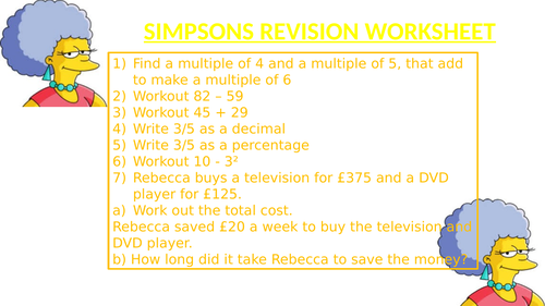 SIMPSONS REVISION WORKSHEET 19 | Teaching Resources