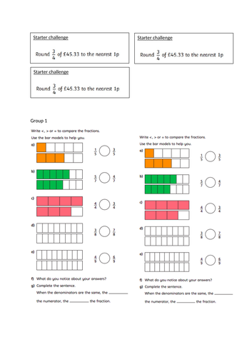 Comparing fractions - year 6 (tasks/powerpoint) | Teaching Resources