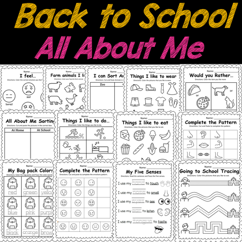 All About Me Activities and Worksheets for PreK, Kindergarten | Back to ...