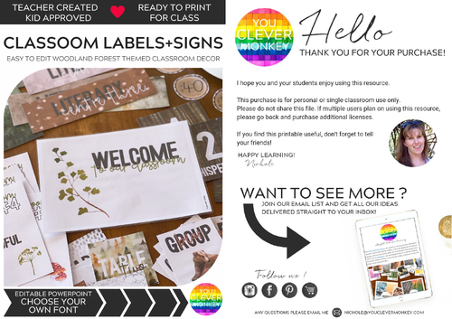 Woodland Forest INTO THE WOODS Classroom Labels + Signs Pack | Teaching ...