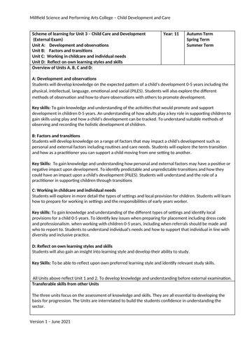 NCFE CACHE Technical Award Child Development and Care - New Schemes of ...