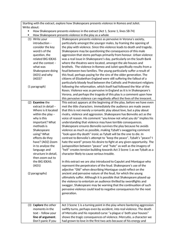 AQA English Literature Romeo and Juliet Example Responses | Teaching ...