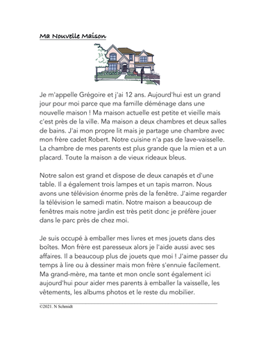 Ma Nouvelle Maison Lecture: My New House French Reading | Teaching ...