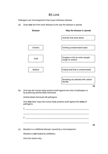 AQA GCSE Biology (9-1) B5-7 Preventing and treating disease REVISION ...