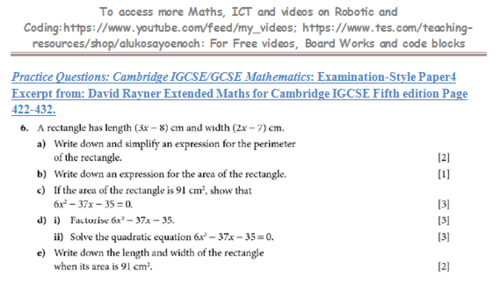 Igcse Maths 0580 Practice Questions 2022 2024 Revised Syllabus Part2